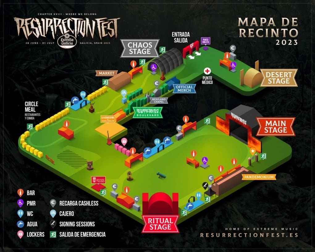 El nuevo mapa del recinto de Resurrection Fest 2023 | The Metal Circus ...